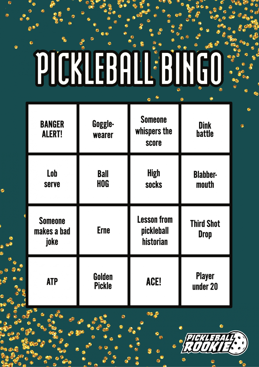 Pickleball Bingo - Pickleball Rookie
